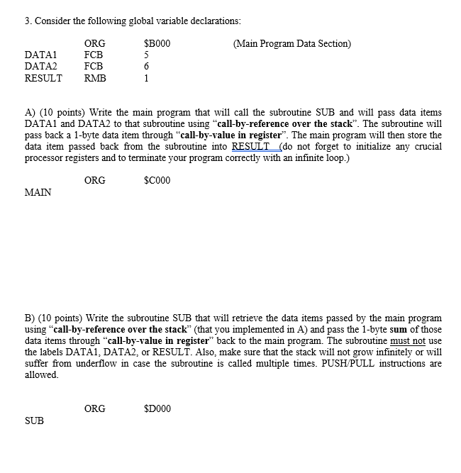 Solved ANSWER PART A and PART B in Motorola 68HC11 | Chegg.com