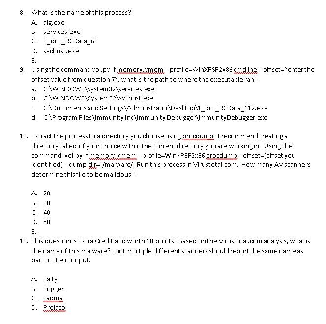 Solved 8. What is the name of this process? A. alg.exe B. | Chegg.com