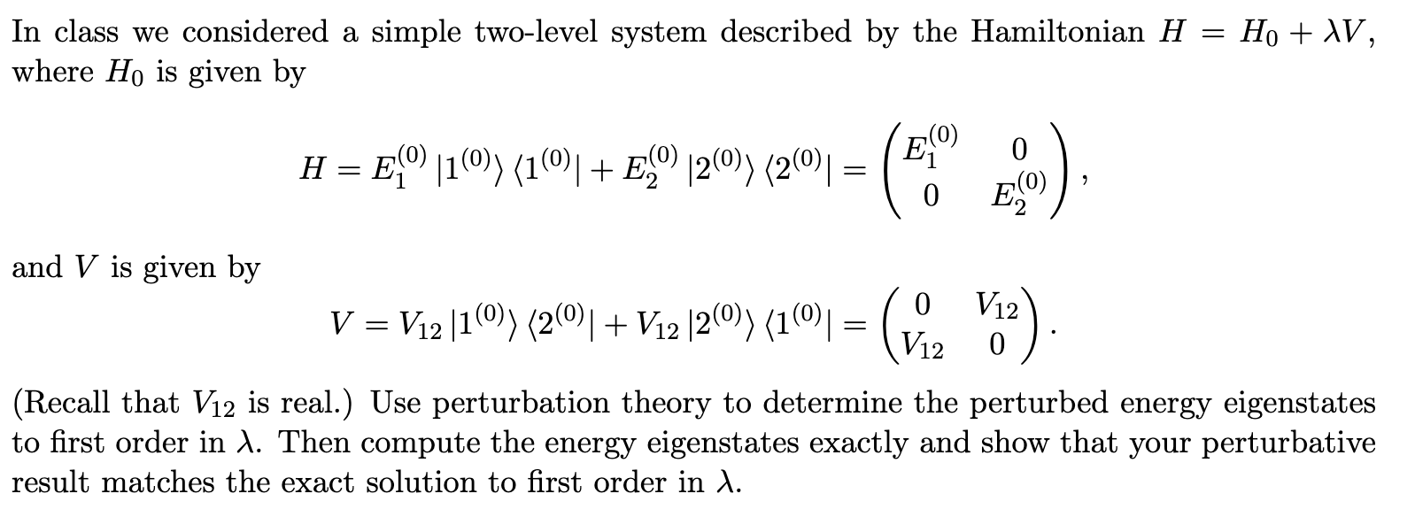 Solved In class we considered a simple two-level system | Chegg.com