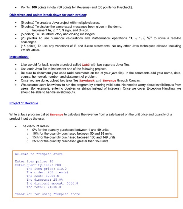 Solved Points: 100 points in total (50 points for Revenue) | Chegg.com