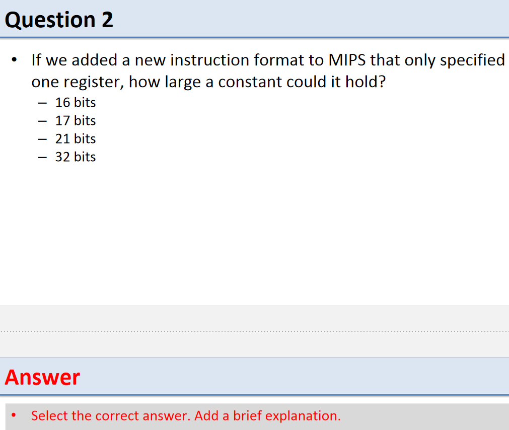 Solved Question 2 If we added a new instruction format to | Chegg.com