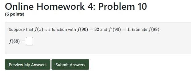Solved Online Homework 4: Problem 10 (6 points) Suppose that | Chegg.com