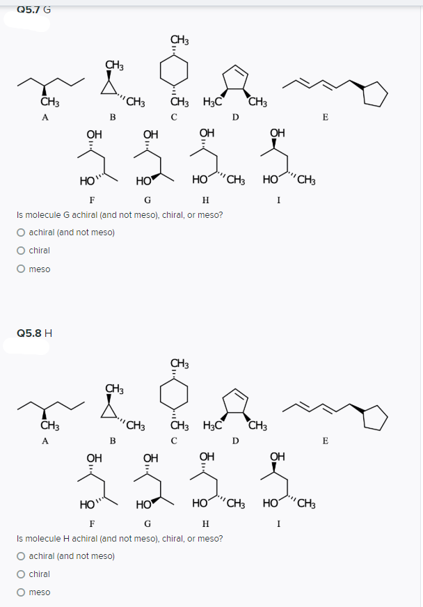 Solved Q5.7 G CH3 CH3 CH3 'CH3 CH3 CH3 H3C D OH B OH E OH OH | Chegg.com