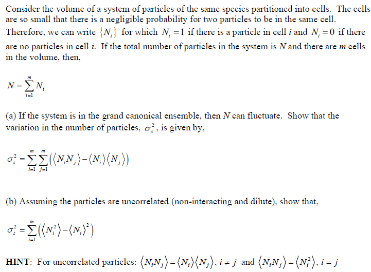 Solved Consider the volume of a system of particles of the | Chegg.com