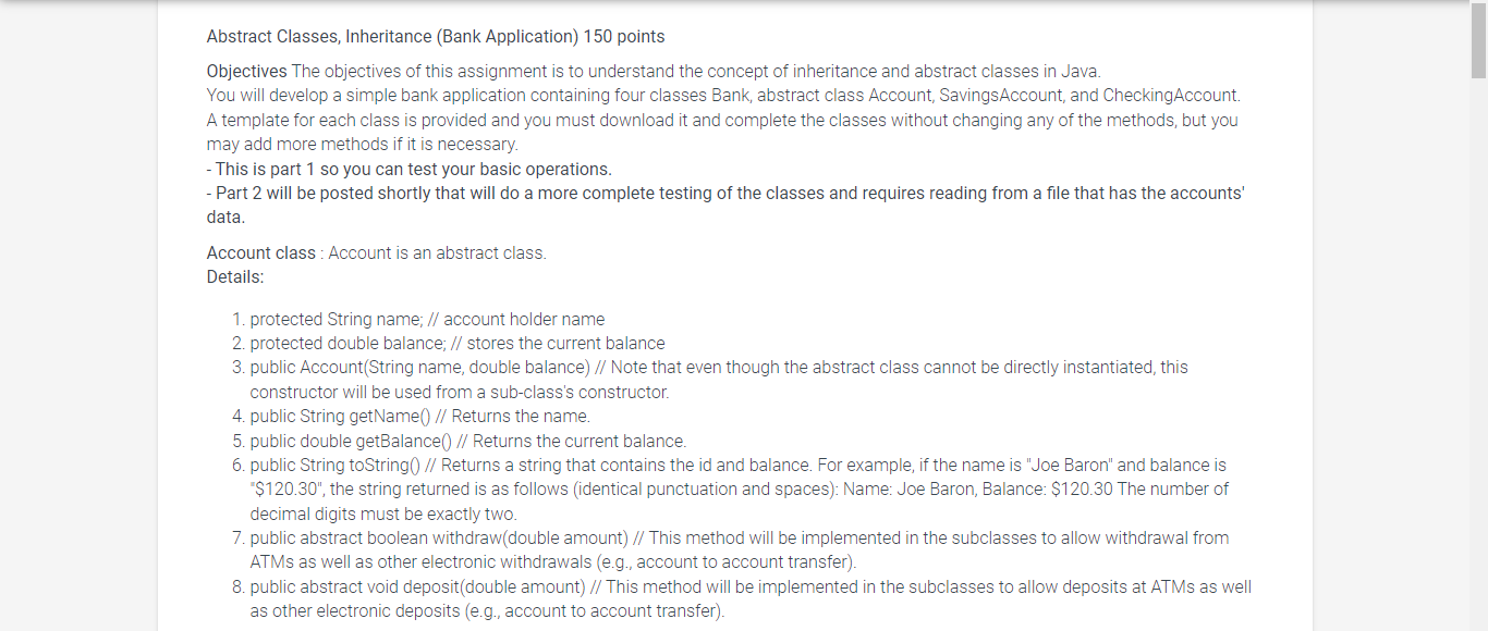 Solved Account.java import java.text.DecimalFormat; abstract | Chegg.com