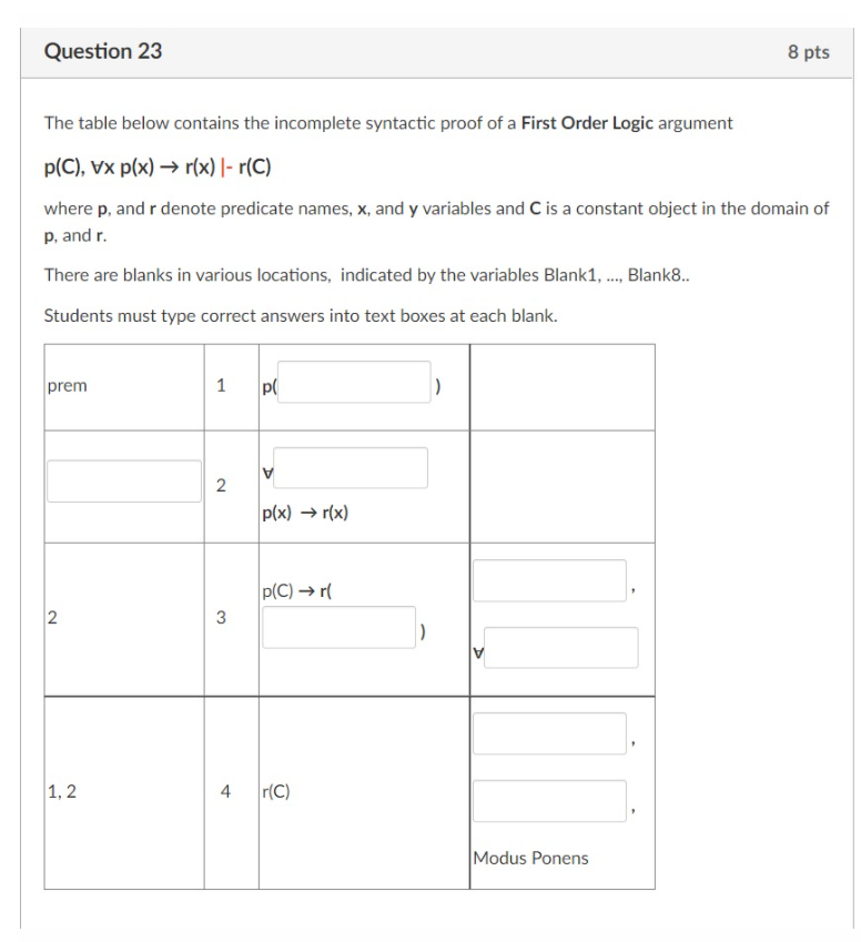 Solved The table below contains the incomplete syntactic | Chegg.com