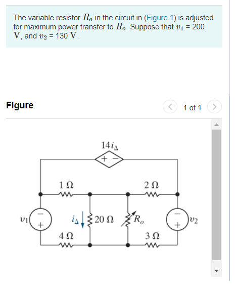 Solved The variable resistor Ro in the circuit in is | Chegg.com