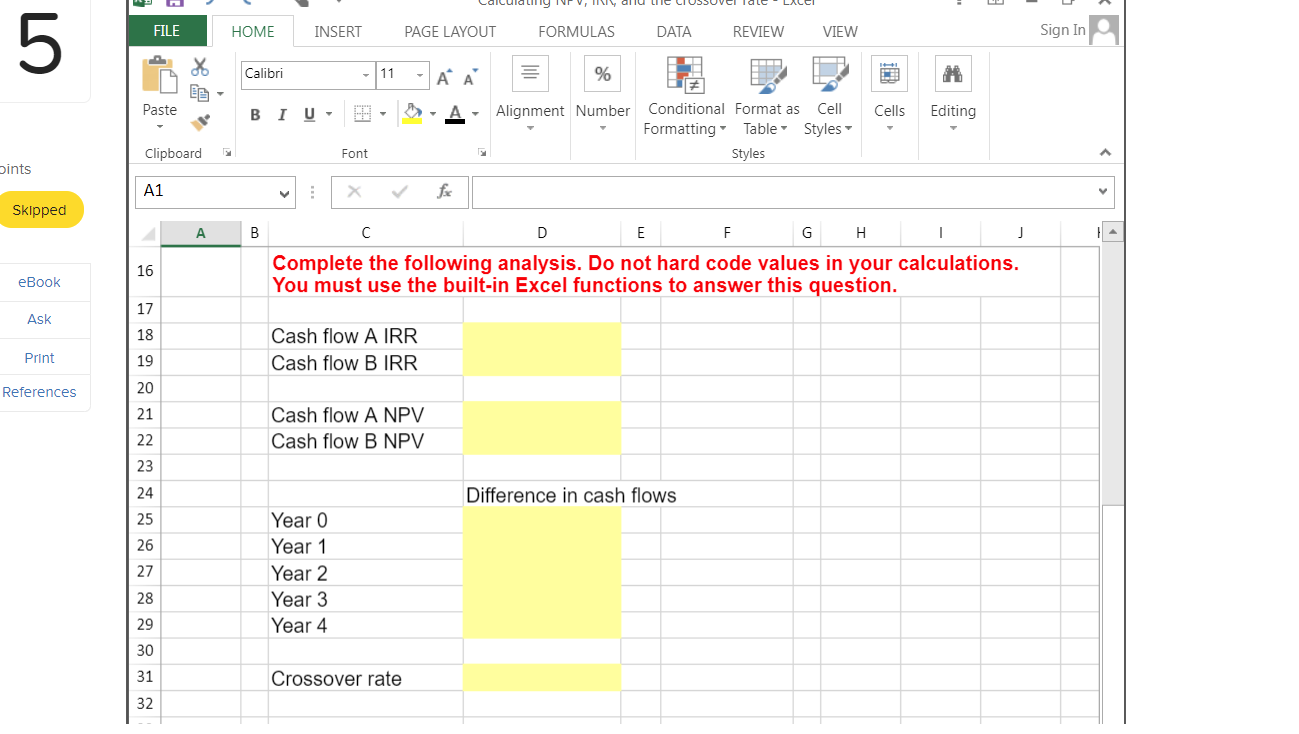 Solved x A Calculating NPV, IRR, and the crossover rate - | Chegg.com