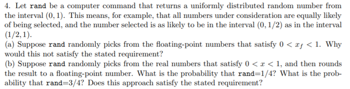 Solved 4. Let rand be a computer command that returns a | Chegg.com