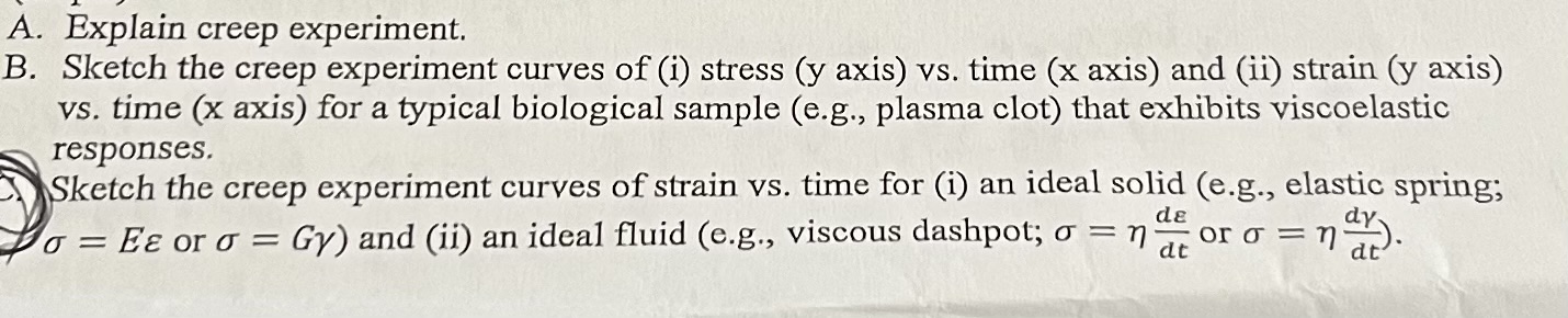 Solved A. Explain creep experiment. B. Sketch the creep | Chegg.com