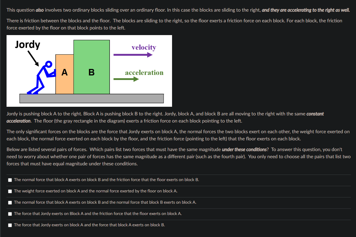 Solved This question involves two ordinary blocks sliding | Chegg.com