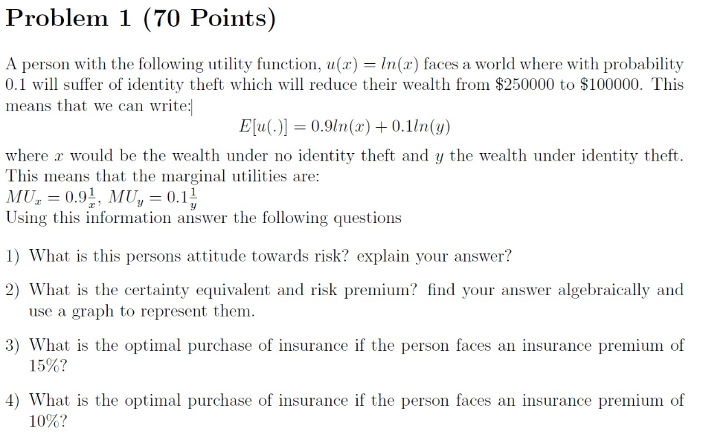 Solved Problem 1 (70 Points) A person with the following | Chegg.com