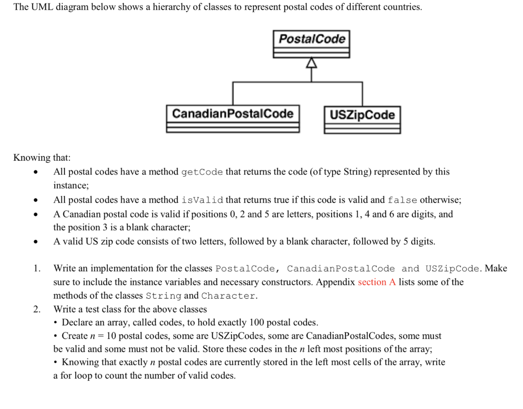 Solved The UML diagram below shows a hierarchy of classes to | Chegg.com