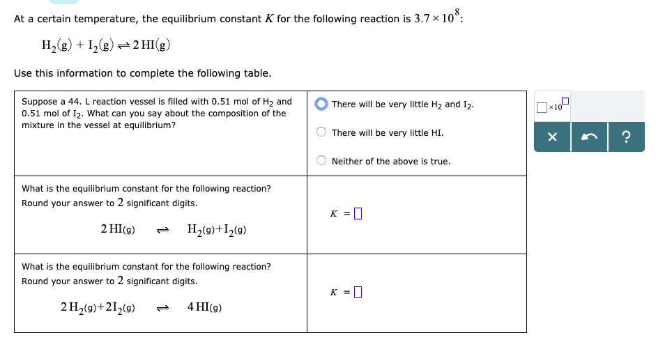 Solved At a certain temperature, the equilibrium constant K | Chegg.com