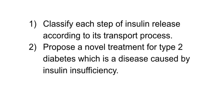 Solved 1) Classify each step of insulin release according to | Chegg.com