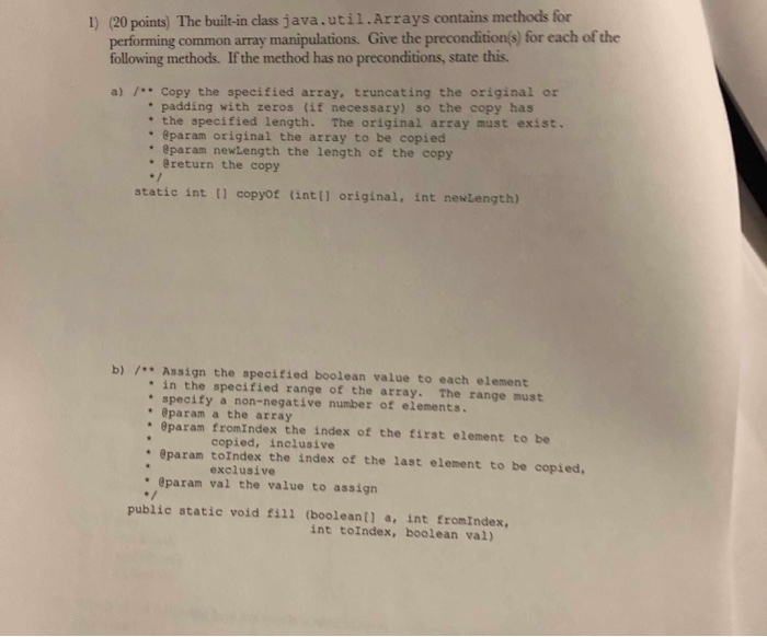 Solved )(20 points) The buil-in class java.util.Arrays | Chegg.com
