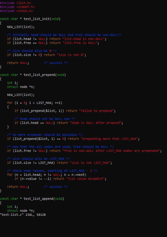 Solved Write a header file list.h for the provided C file | Chegg.com