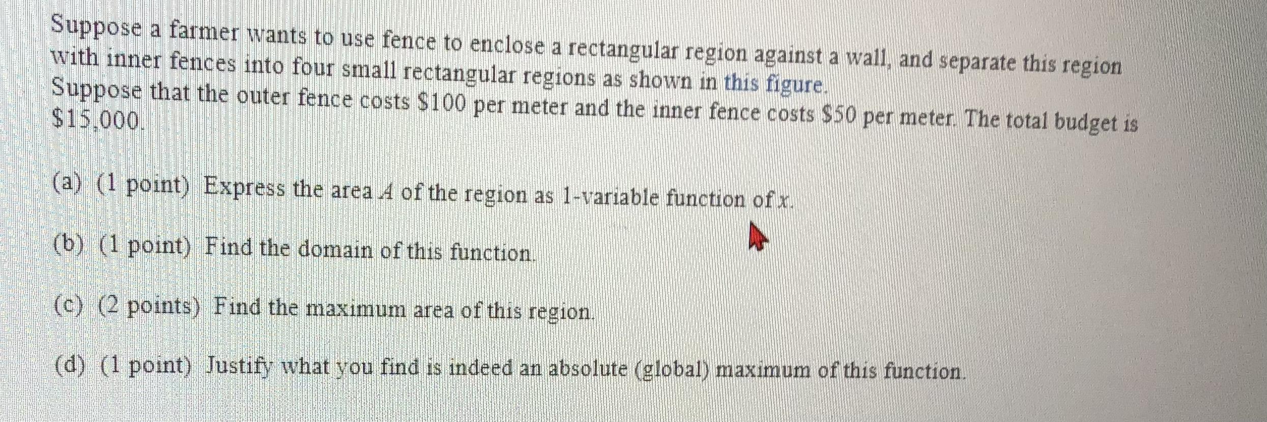 Solved Suppose a farmer wants to use fence to enclose a | Chegg.com
