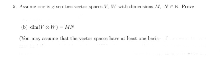 Solved 5. Assume one is given two vector spaces V,W with | Chegg.com