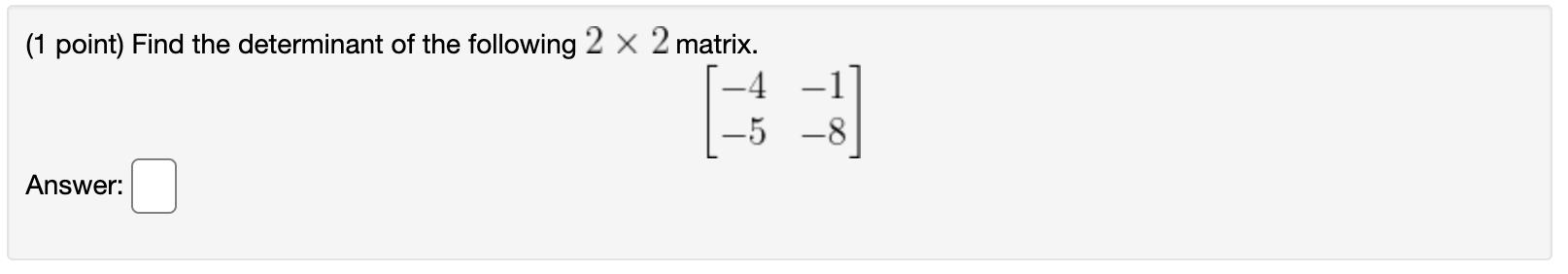 Solved (1 point) Evaluate the following 3×3 determinant. Use | Chegg.com