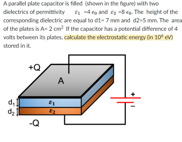 Solved A parallel plate capacitor is filled (shown in the | Chegg.com