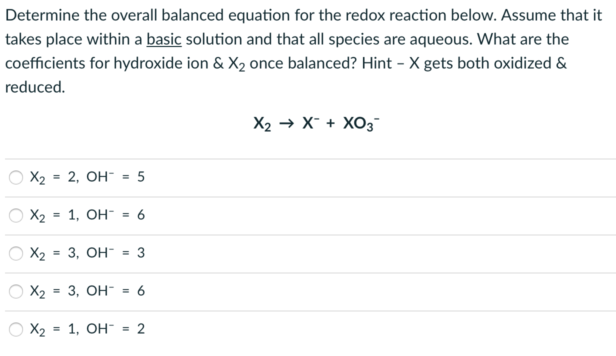 Solved Determine the overall balanced equation for the redox | Chegg.com