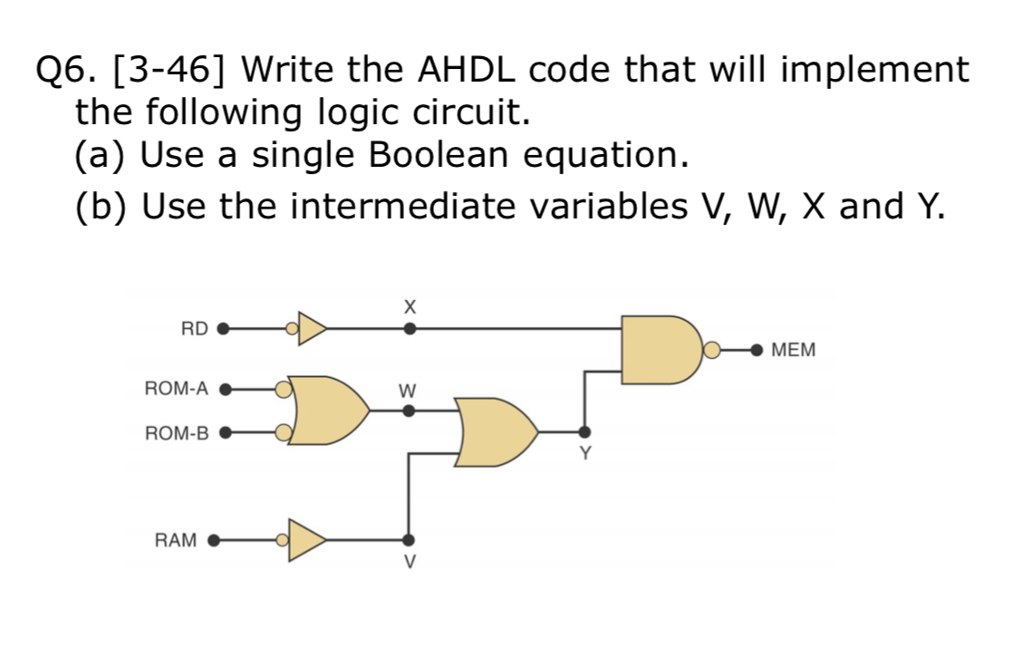 Solved Q6. [3-46] Write the AHDL code that will implement | Chegg.com