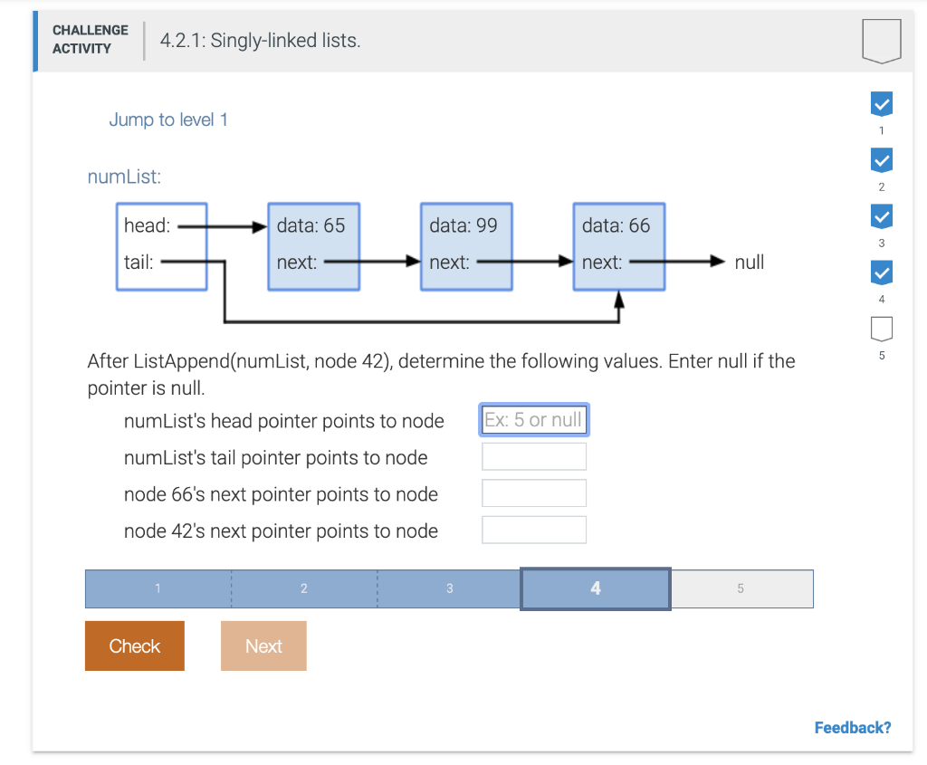 Solved CHALLENGE 4.2.1: Singly-linked lists. ACTIVITY Jump | Chegg.com