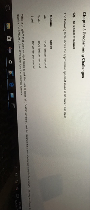Solved Chapter 3 Programming Challenges 12)- The Speed of | Chegg.com