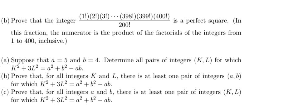 Solved (b) Prove that the integer (1!)(2!)(3!) ... | Chegg.com