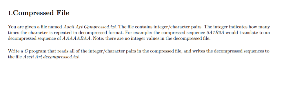 1.Compressed File You are given a file named Ascii | Chegg.com
