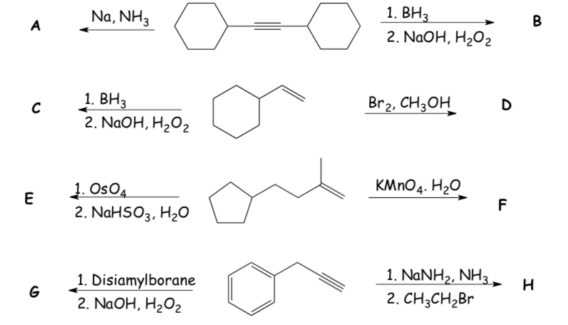Solved Na, NH3 A 1. BH3 2. NaOH, H2O2 B с 1. BH3 2. NaOH, | Chegg.com