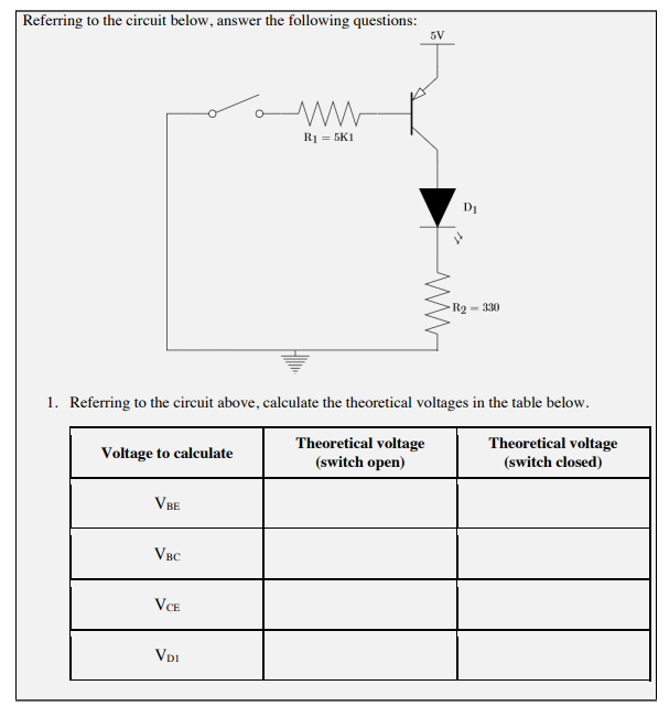 Solved Referring to the circuit below, answer the following | Chegg.com