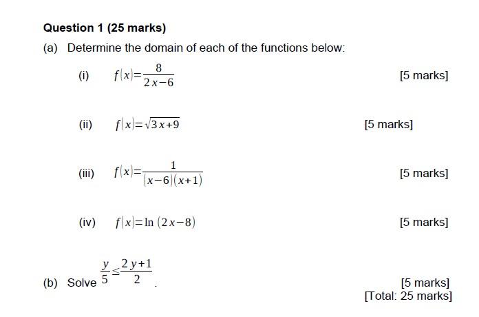 Solved (a) Determine the domain of each of the functions | Chegg.com
