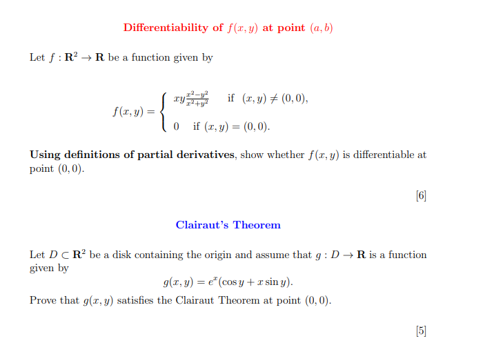 Solved Differentiability of f(x,y) at point (a,b) Let f :R+R | Chegg.com