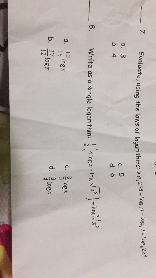 Solved sing the laws of logarithms: log, 256 + logg 4 – log, | Chegg.com