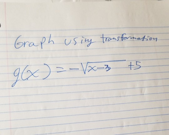 Solved Graph using transformation 9x) = -VX-3 t5 - Graph | Chegg.com