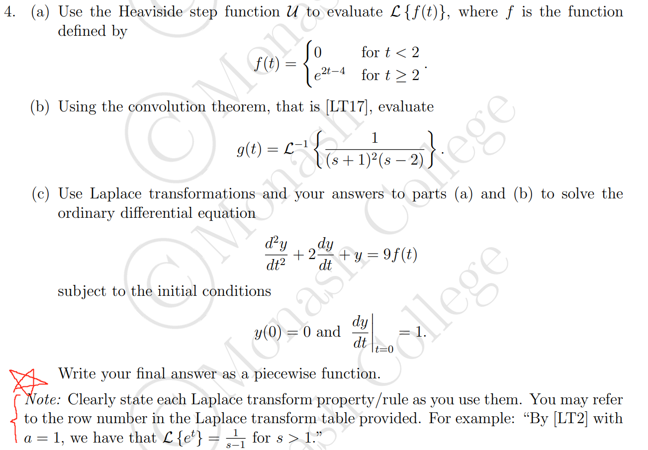 Solved 4. (a) Use the Heaviside step function U to evaluate | Chegg.com