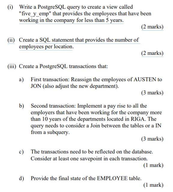 Solved (b) This question is about SQL statements and refers | Chegg.com