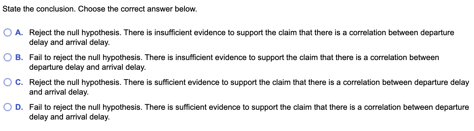 Solved Use the departure delay times and the arrival delay | Chegg.com