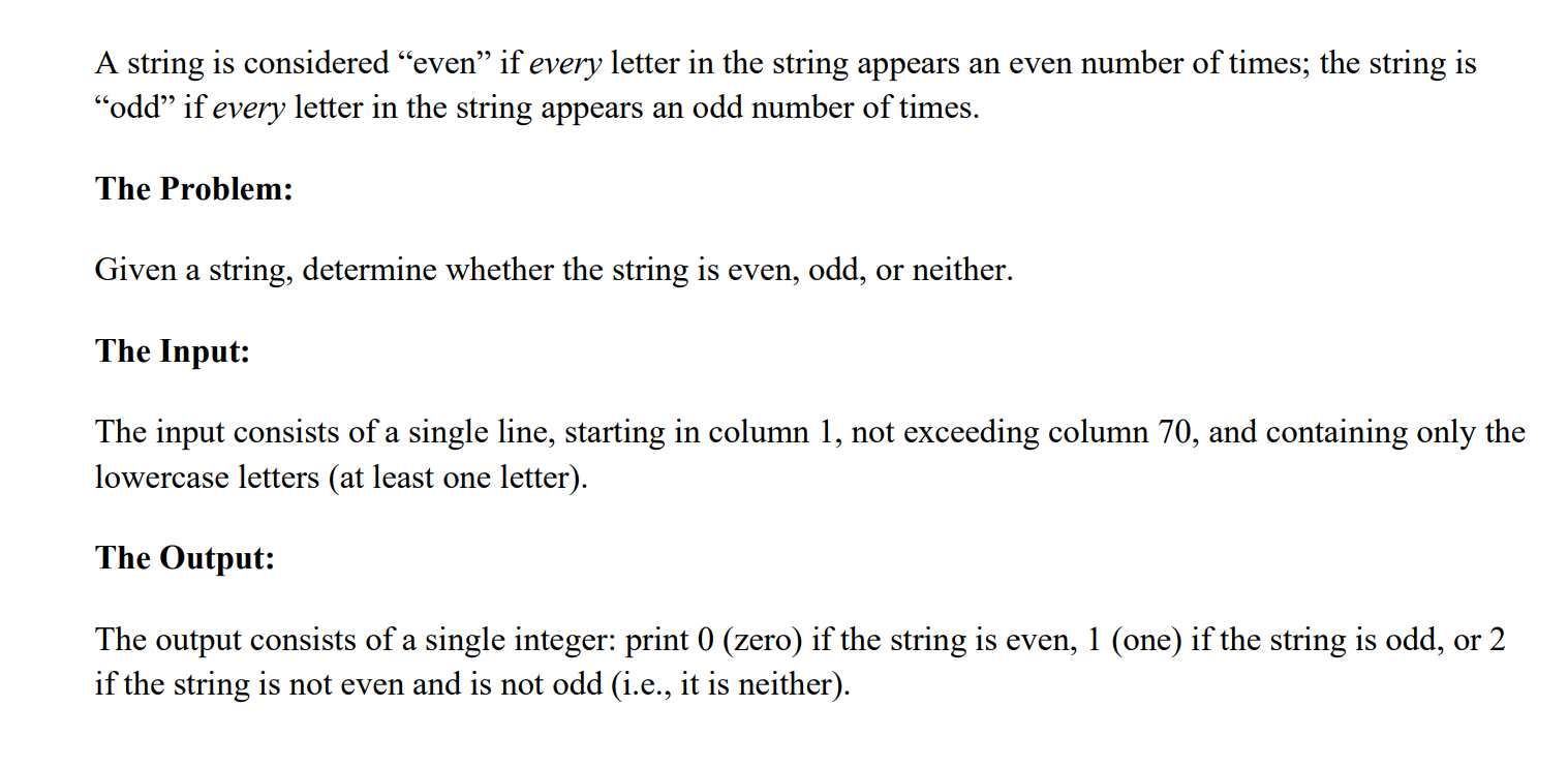 Solved A string is considered "even" if every letter in the | Chegg.com