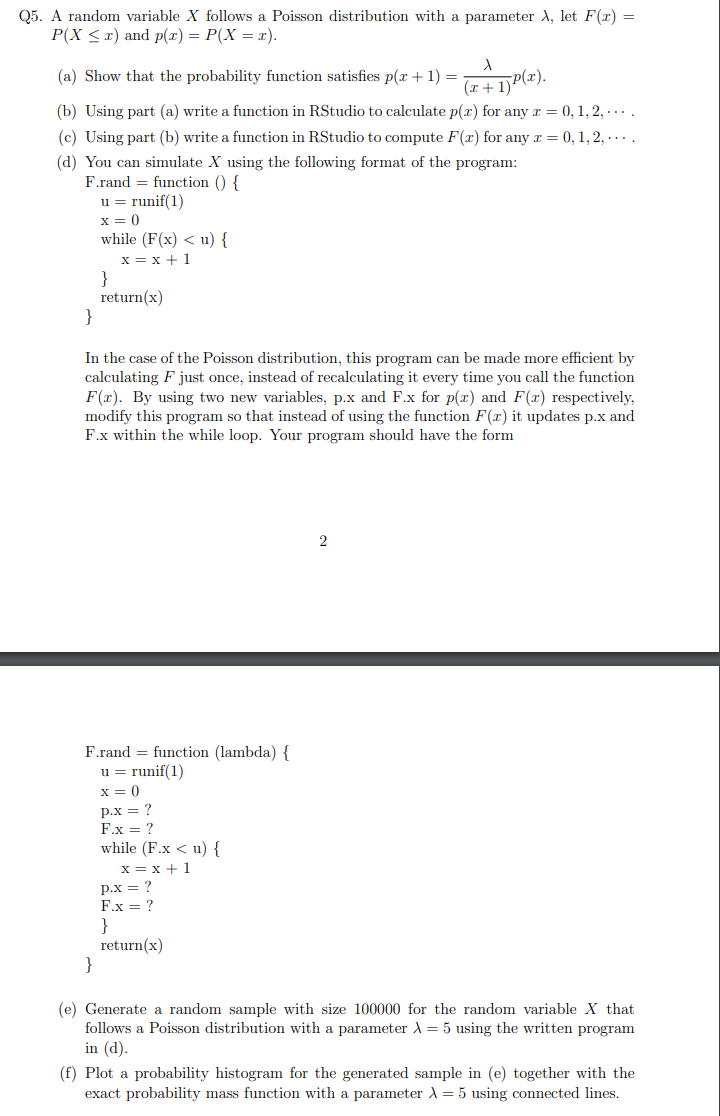 Solved 5. A random variable X follows a Poisson distribution | Chegg.com