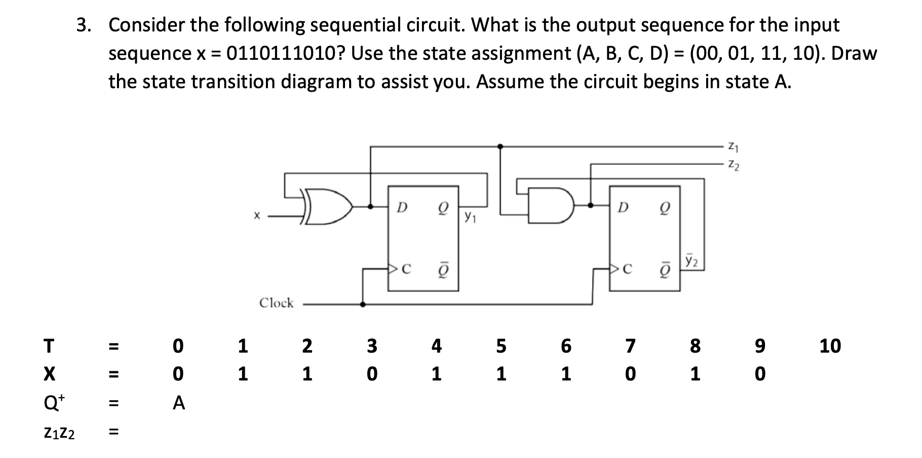 Solved 3. Consider the following sequential circuit. What is | Chegg.com
