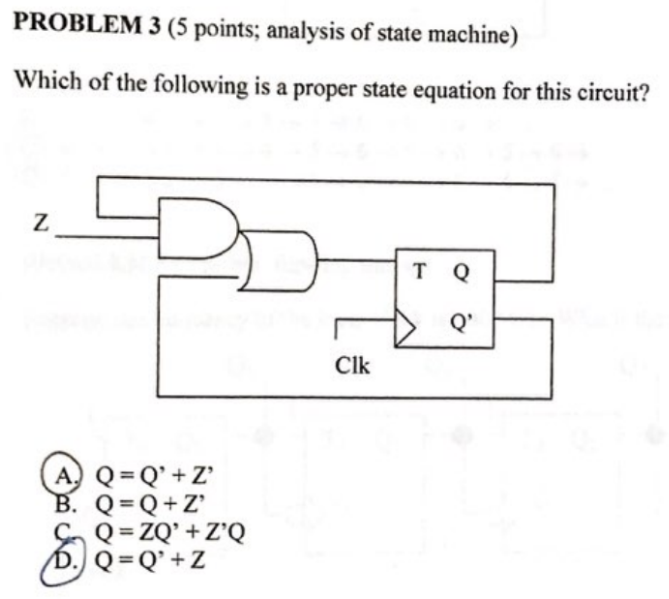 Solved PROBLEM 3 (5 points; analysis of state machine) Which | Chegg.com