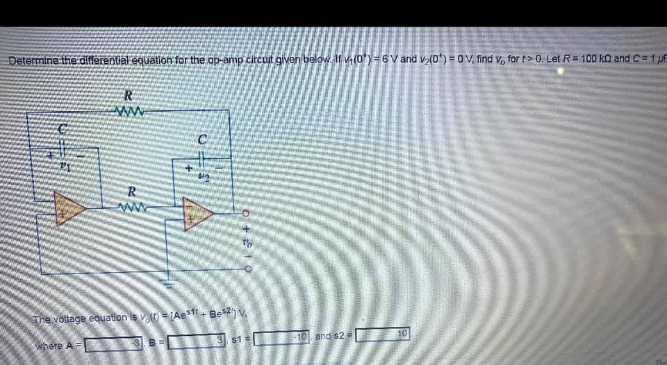 Solved Determine the differential equation for the op-amp | Chegg.com