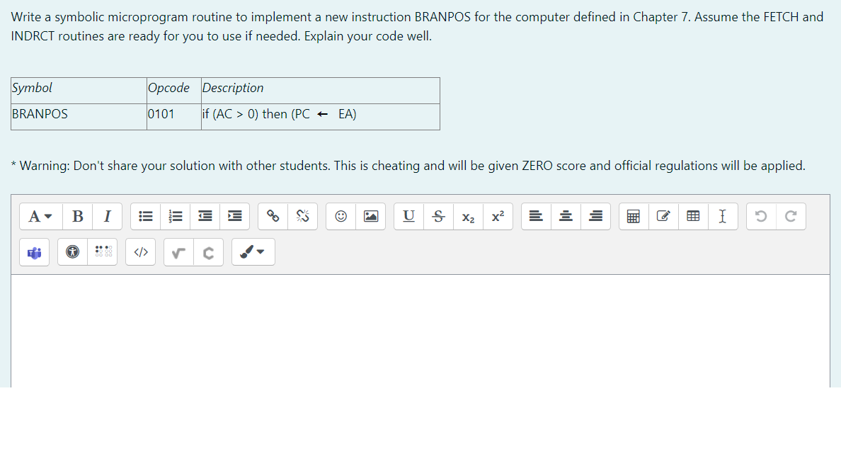 Solved Write a symbolic microprogram routine to implement a | Chegg.com