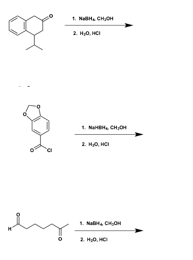 Solved 1. NaBH4, CH3OH 2. H2O, HCI 1. NaHBH. CH3OH 2. H20, | Chegg.com