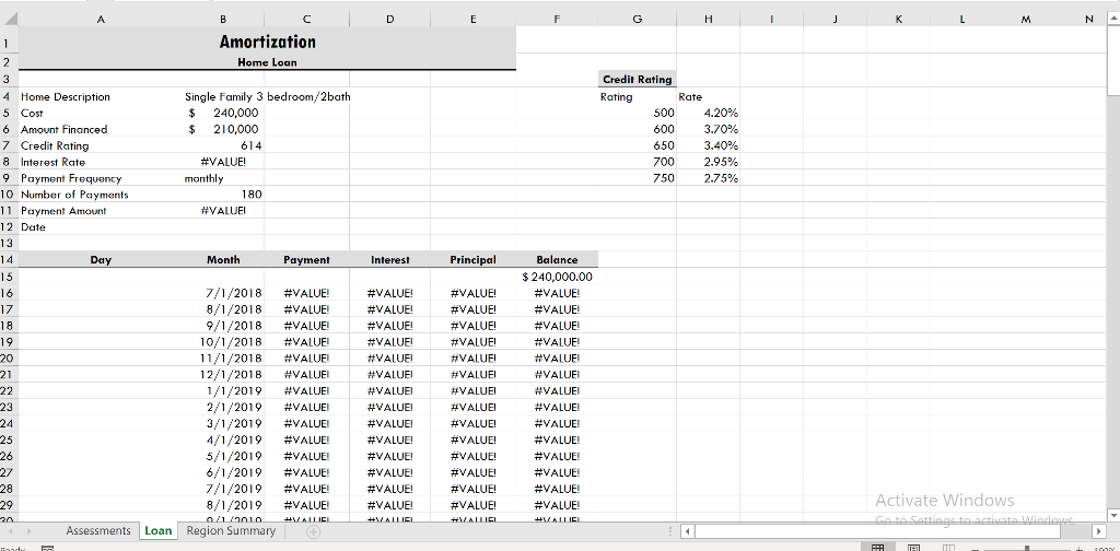 2a.On the Loan worksheet, use a function to enter the | Chegg.com