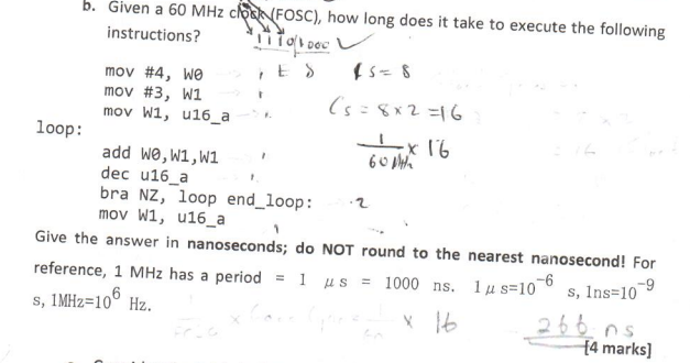 Solved b. Given a 60 MHz clos FOSC), how long does it take | Chegg.com