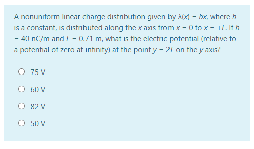 Solved A nonuniform linear charge distribution given by 2(X) | Chegg.com